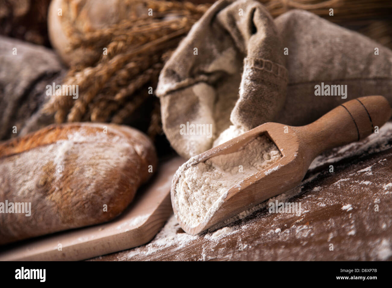 The traditional set of bread, rolls and other ingredients Stock Photo ...