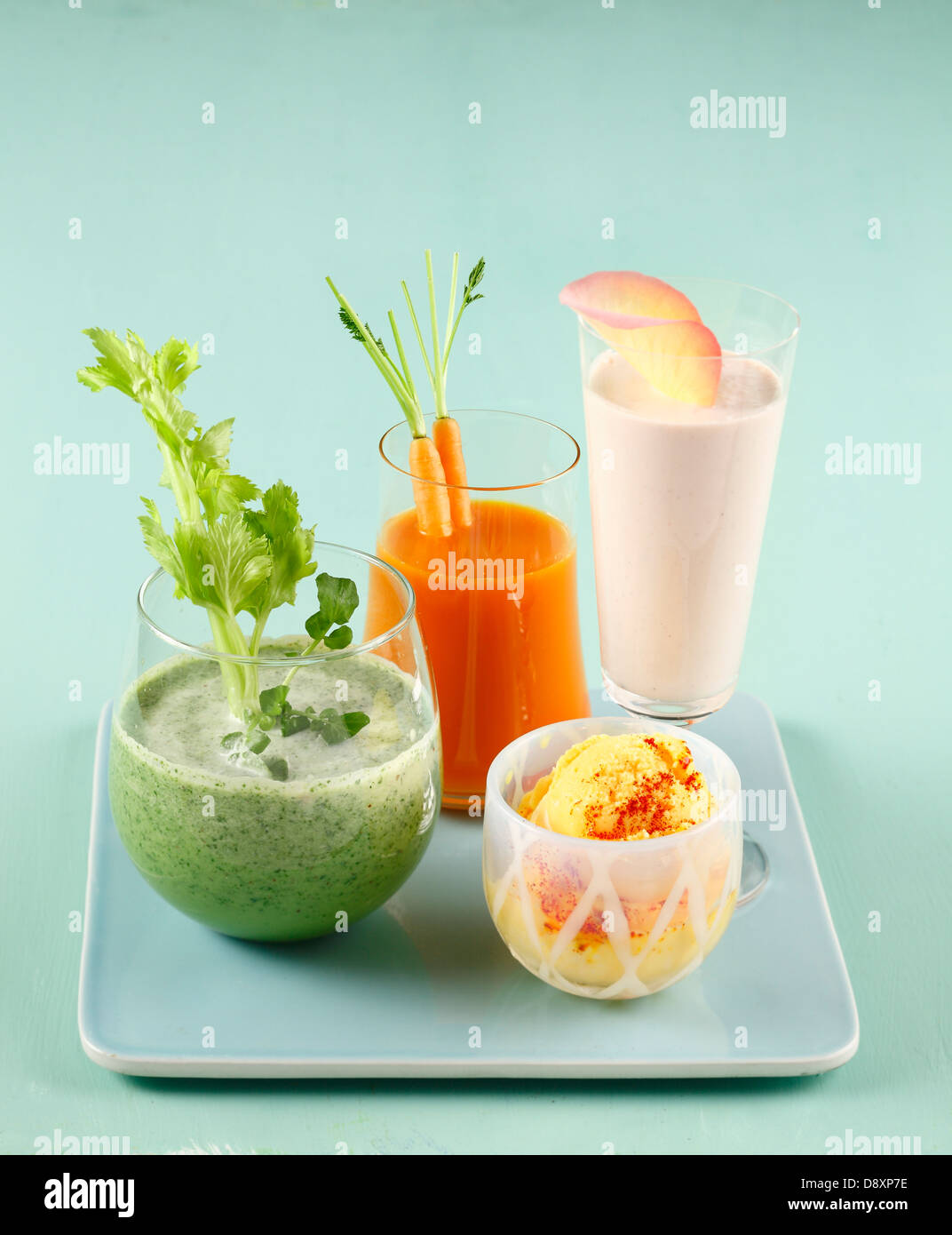 Selection of smoothies,juices,milk shakes and ice cream Stock Photo - Alamy