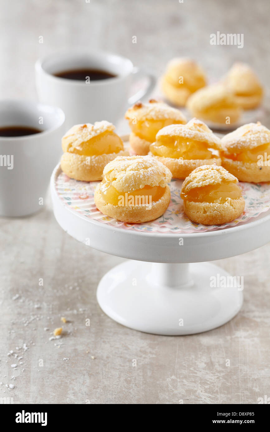 Lemon curd cream puffs Stock Photo - Alamy