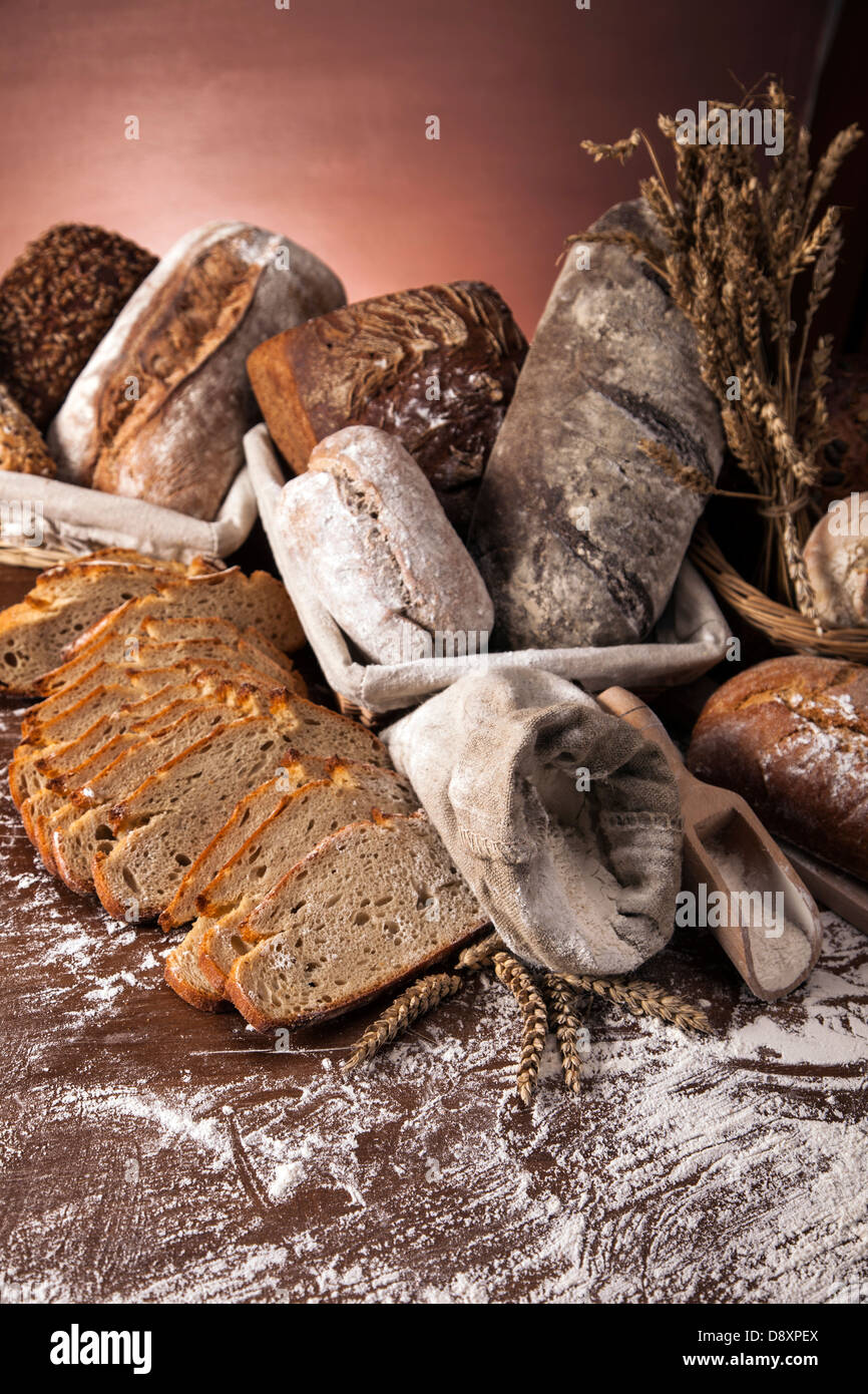 The traditional set of bread, rolls and other ingredients Stock Photo ...