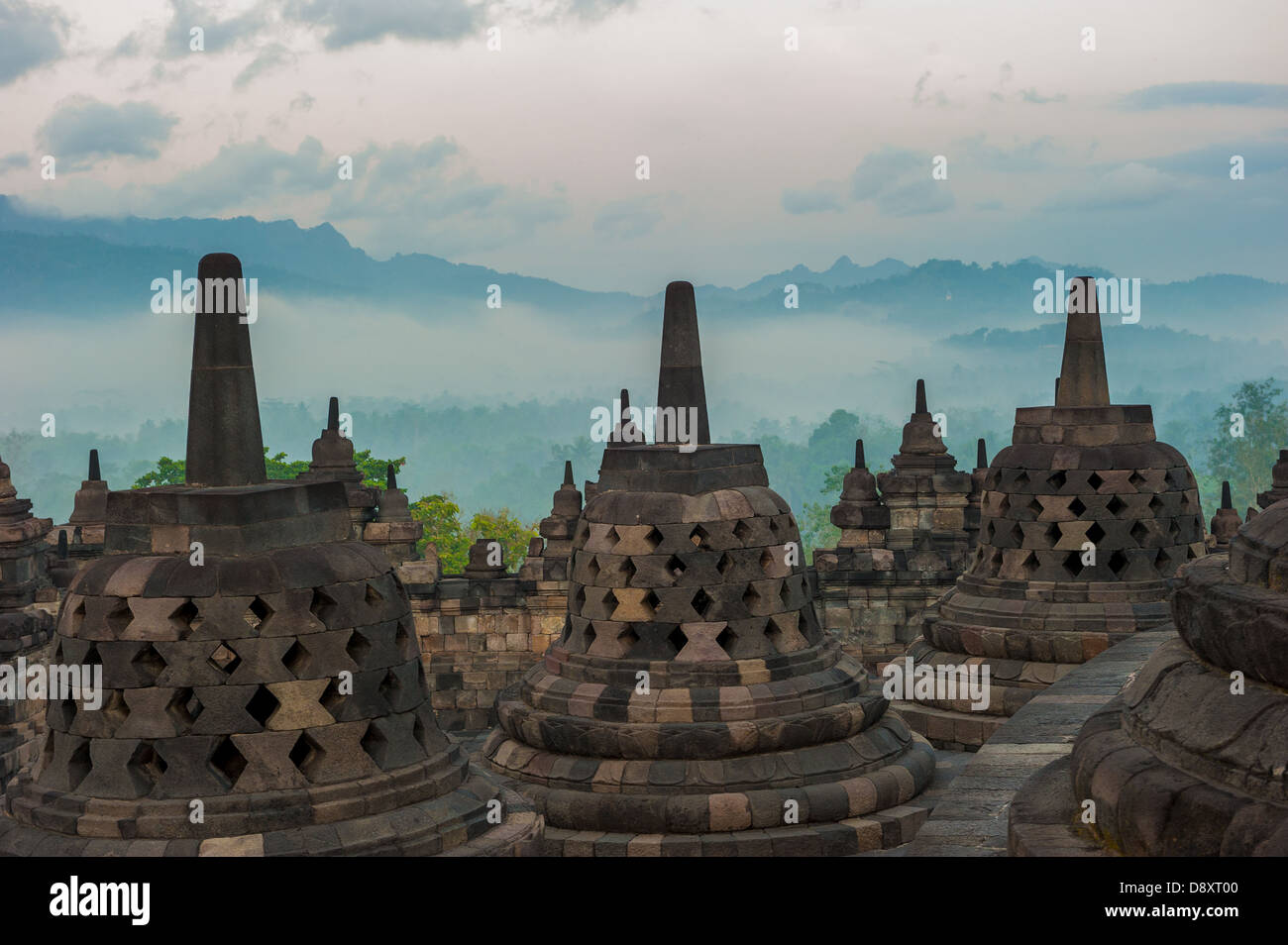 Borobudur temple at sunrise, Java, Indonesia Stock Photo - Alamy