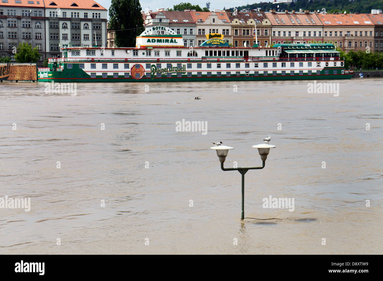 Swollen Vltava river in center Prague Czech Republic culminates with ...