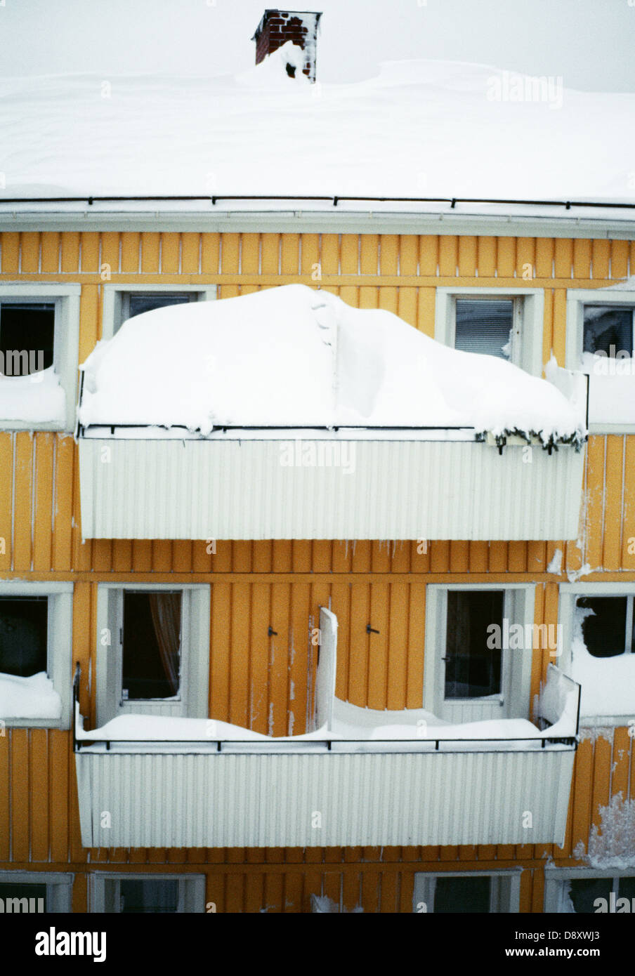 Snow on the balcony Stock Photo - Alamy