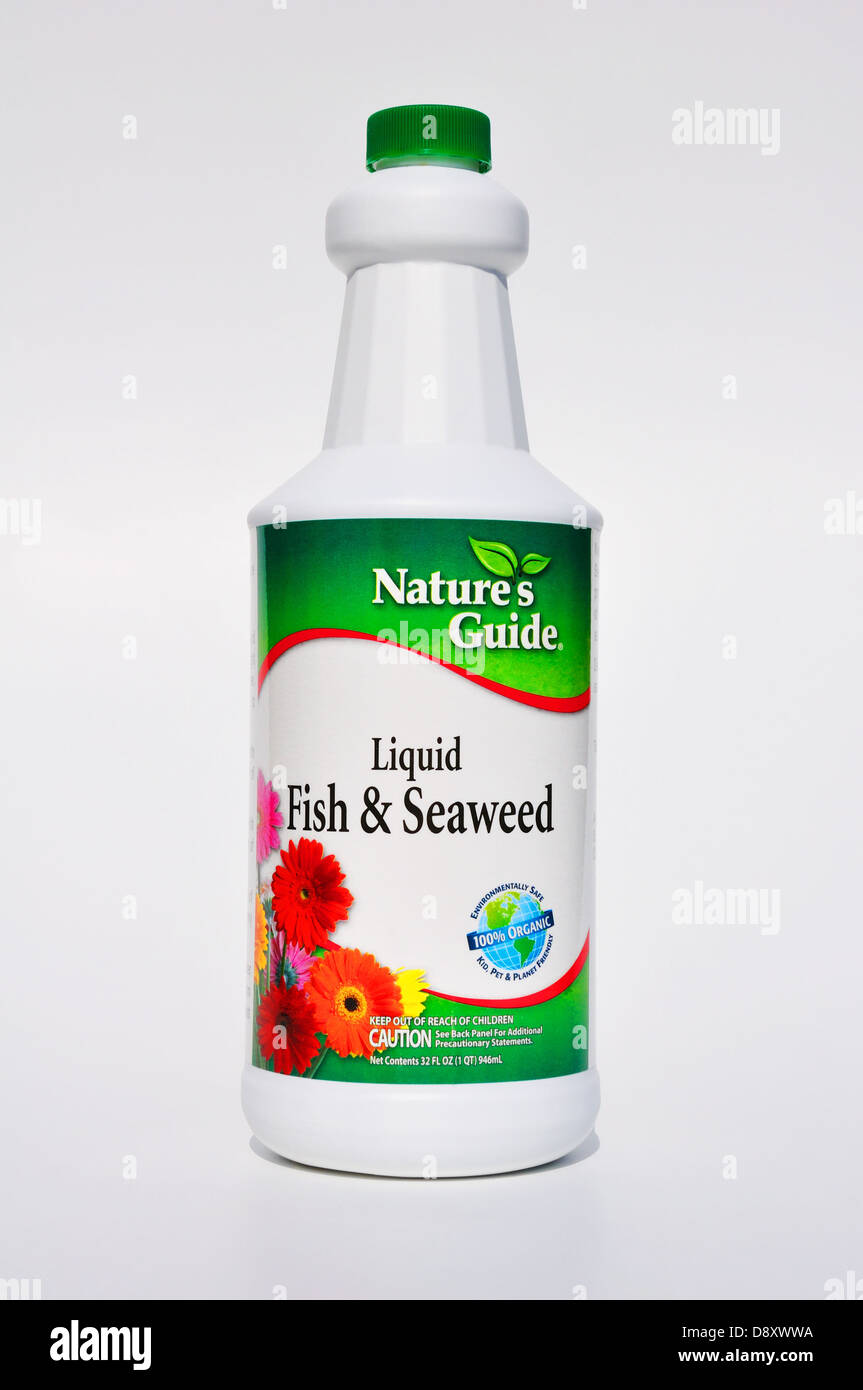Liquid seaweed and fish plant fertilizer Stock Photo - Alamy