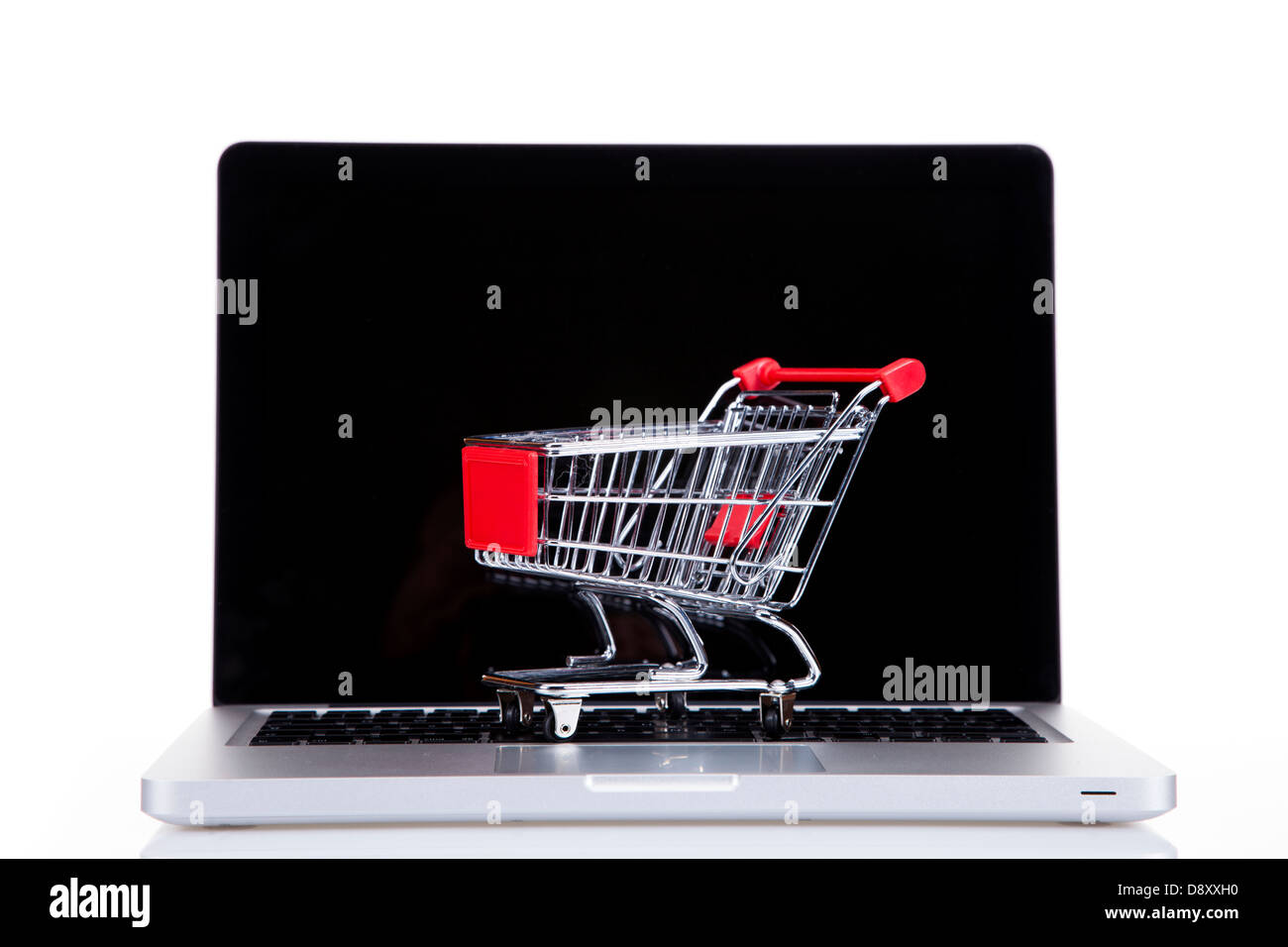 Computer, basket and free web shoping Stock Photo - Alamy