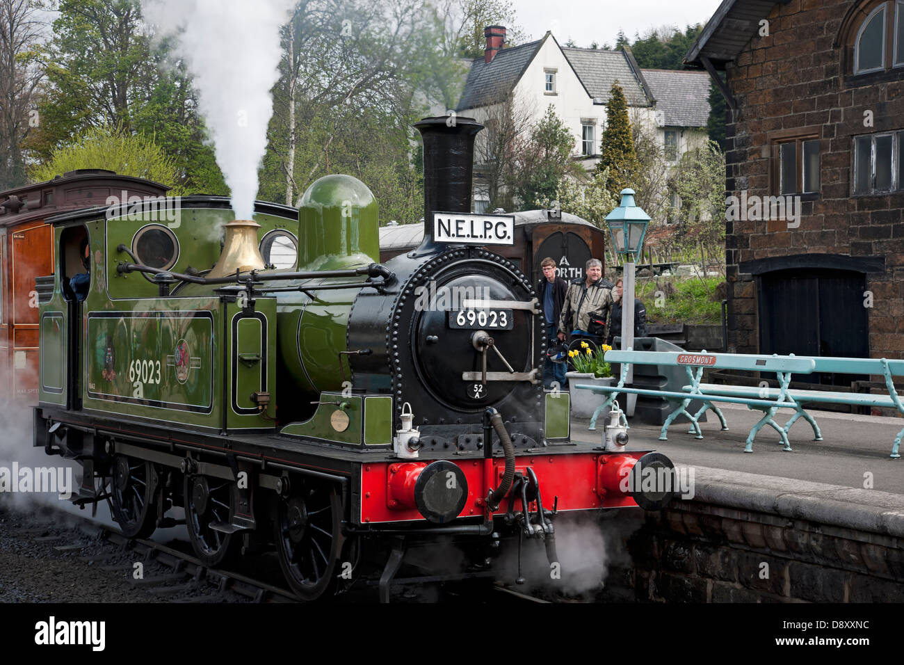 Steam engine loco locomotive train 69023 Joem at Grosmont Railway ...