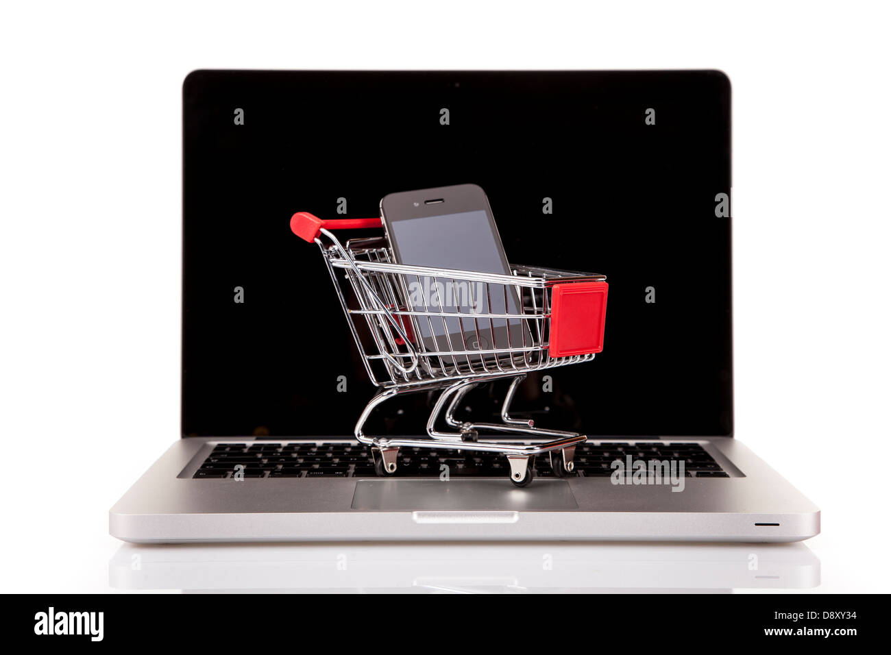 Computer, basket and free web shoping Stock Photo - Alamy