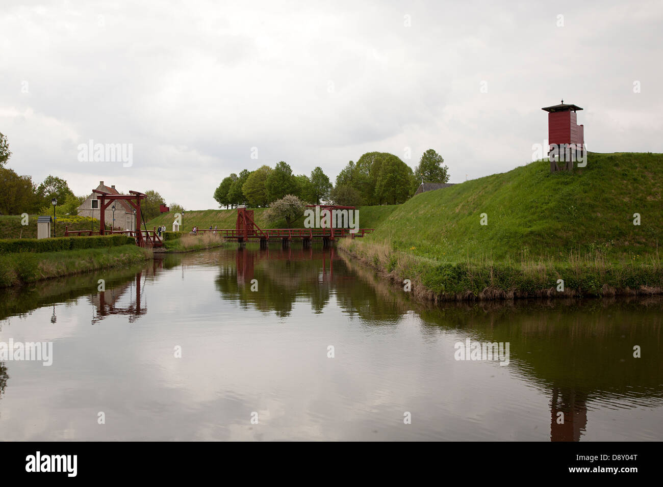 Defenses and entrance bridge of village Fortress Bourtange, Groningen ...
