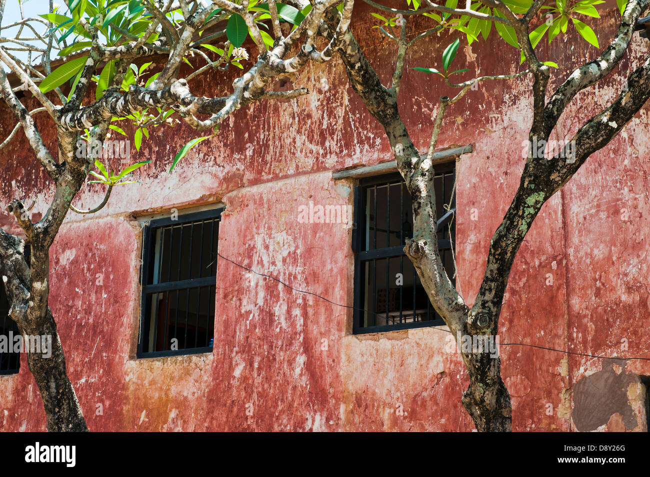 Red Building Exterior in Mombasa Stock Photo - Alamy