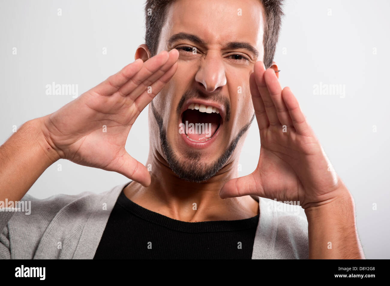 Close up portrait happy boy screaming hi-res stock photography and ...