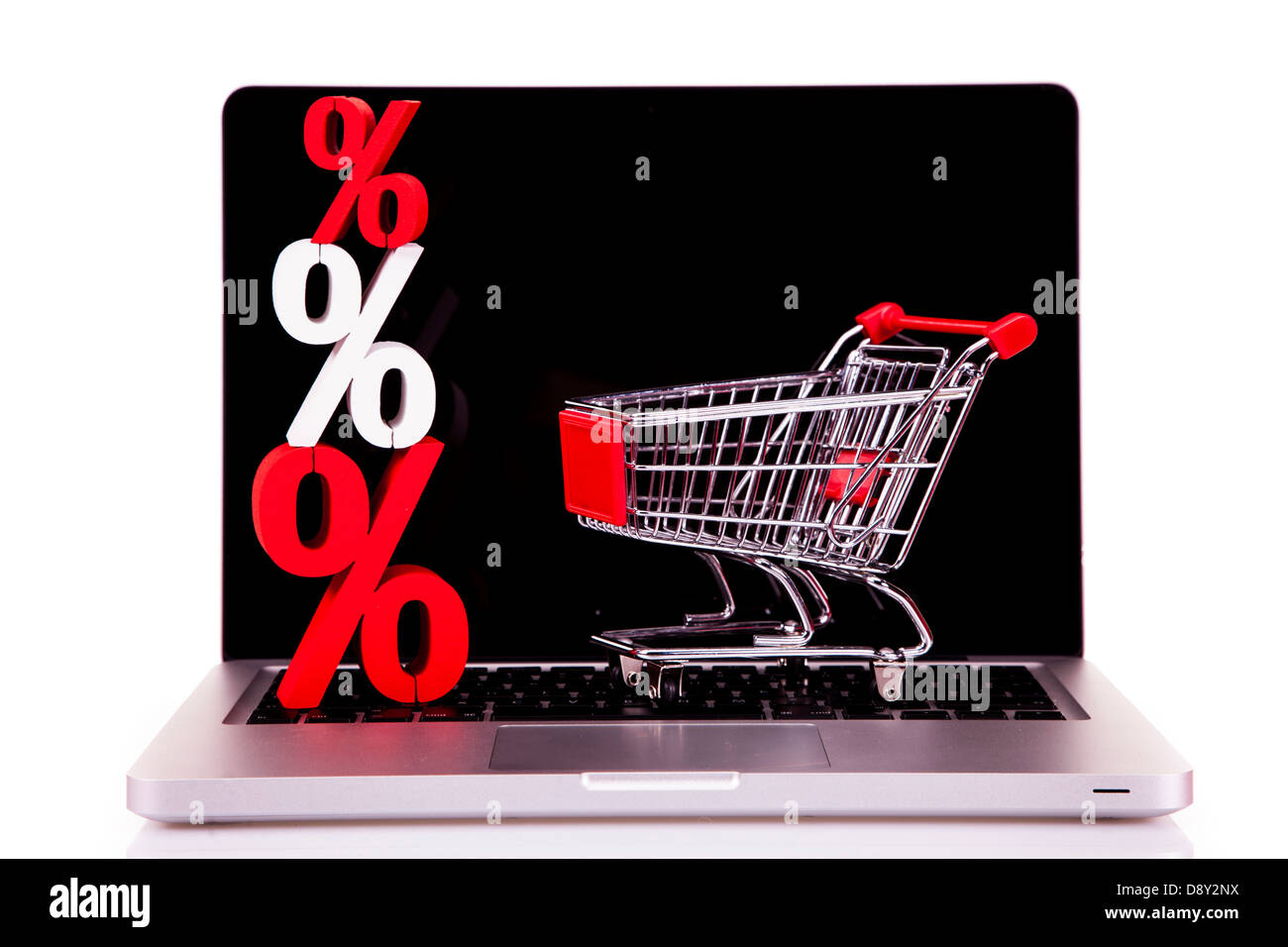 Computer, basket and free web shoping Stock Photo - Alamy