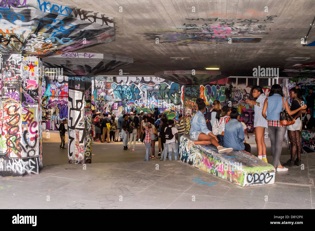 young people expressing themselves at leisure on London's south bank ...