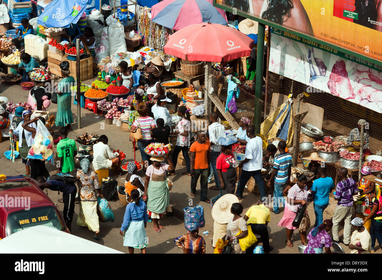 Street Market Scene Near Makola Market Downtown Accra Ghana Africa