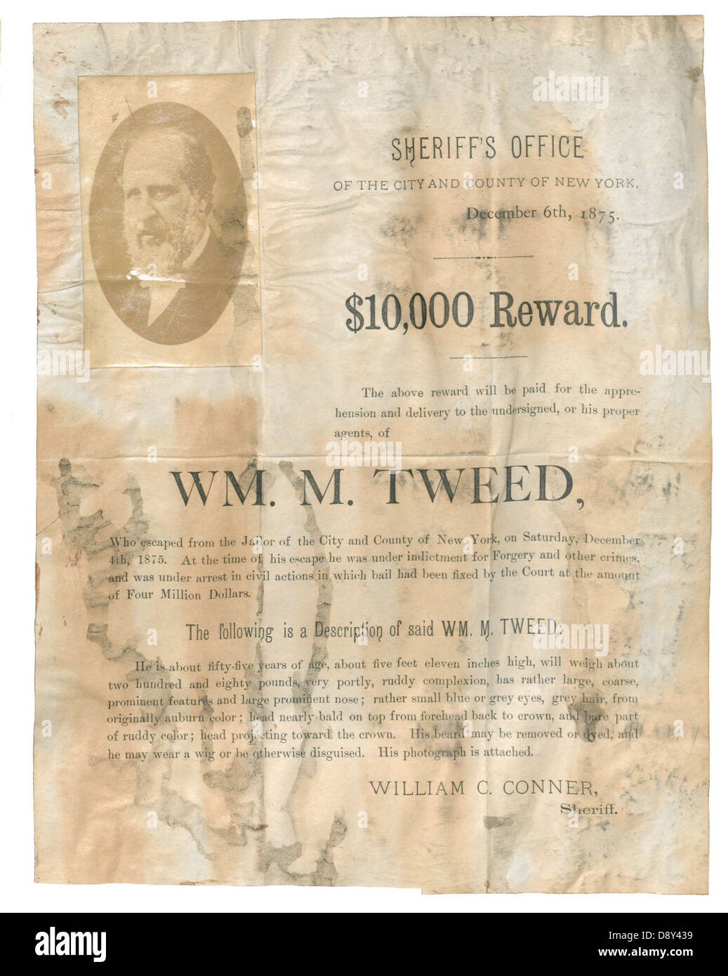 This 19th-century police poster offers a $10,000 reward for the capture ...