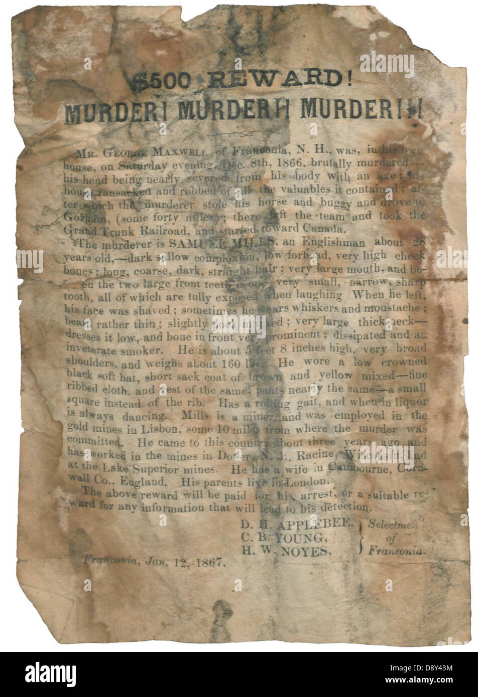 Wanted for murder poster hi-res stock photography and images - Alamy