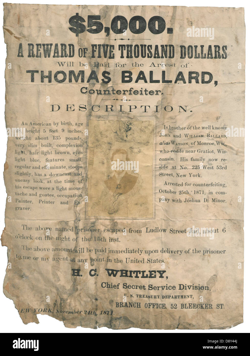This 19th-century 'Wanted' poster offers a $5,000 reward for criminals ...