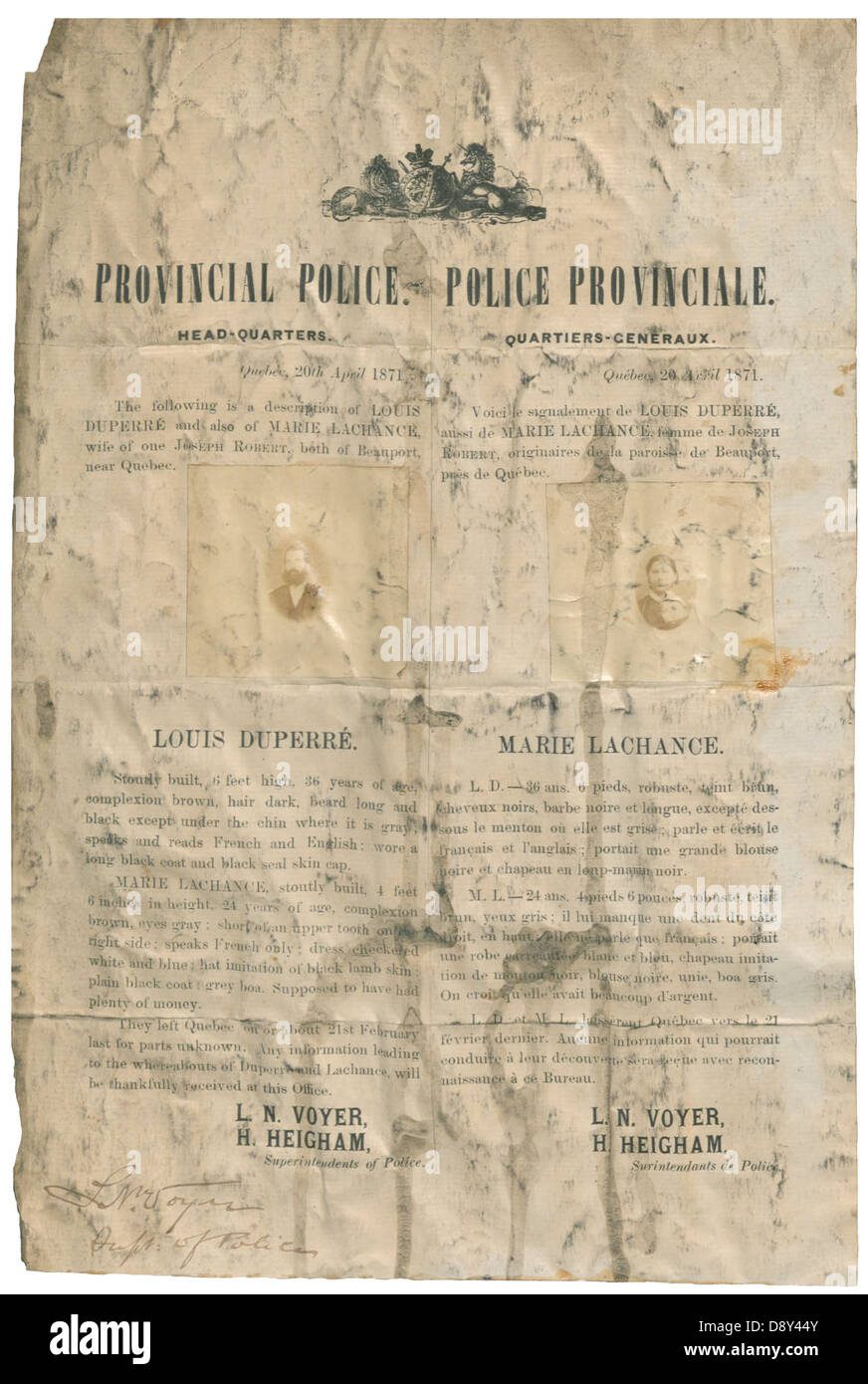 A historic image of a 19th-century provincial police headquarters. The ...