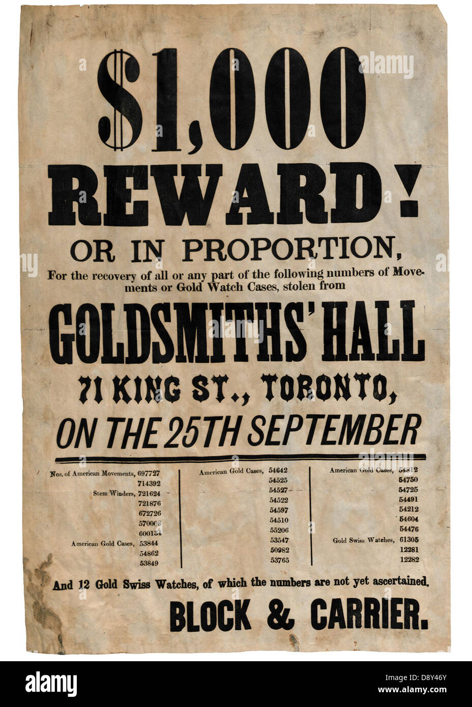 This vintage 19th-century 'Wanted' poster offers a $1,000 reward for ...