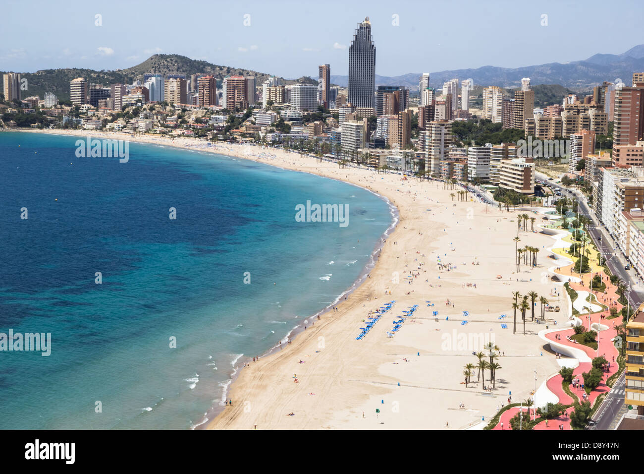 Hotels and beach of Benidorm. Sky and sea. Photo Stock Photo - Alamy