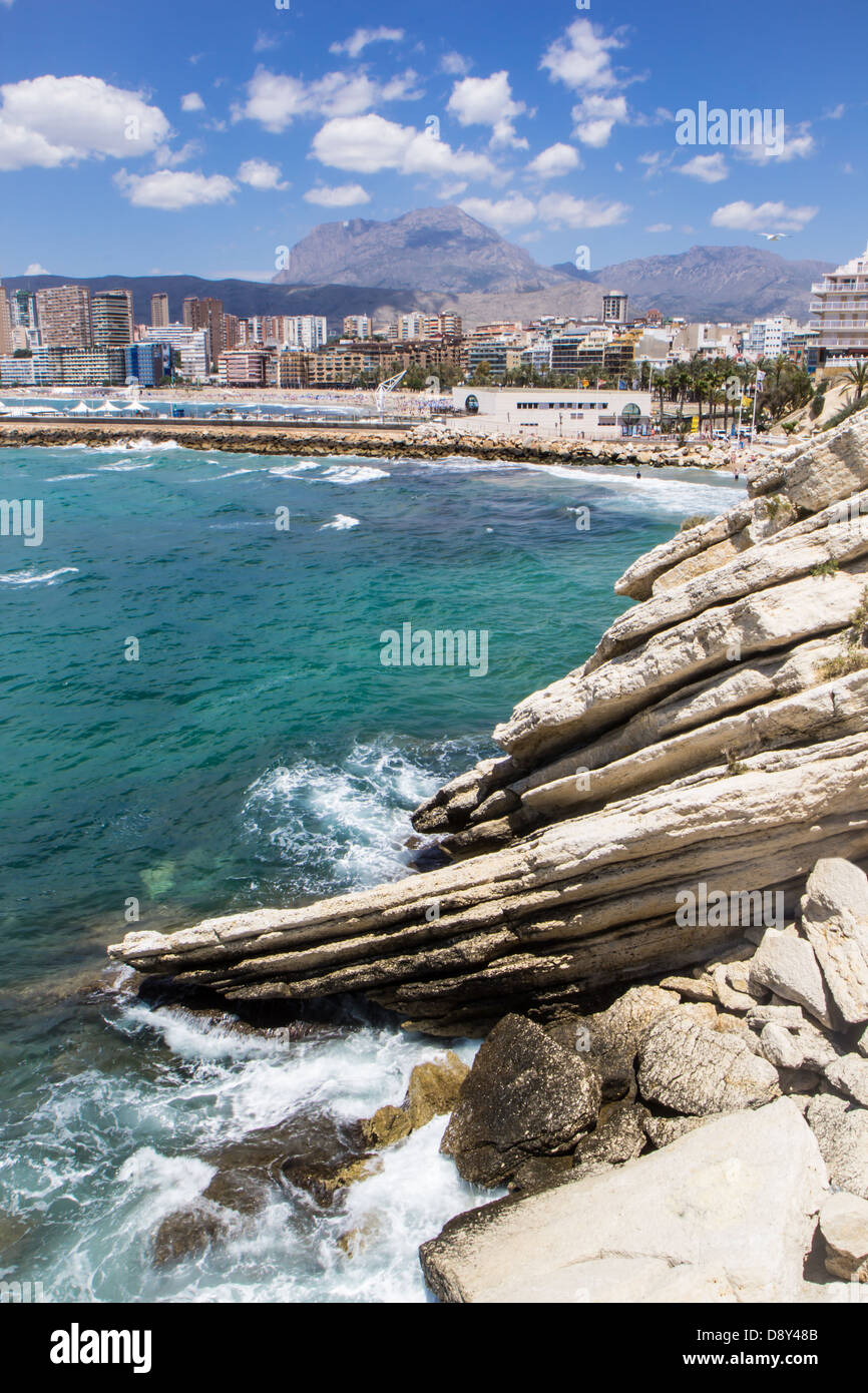 Hotels and beach of Benidorm. Sky and sea. Photo Stock Photo - Alamy