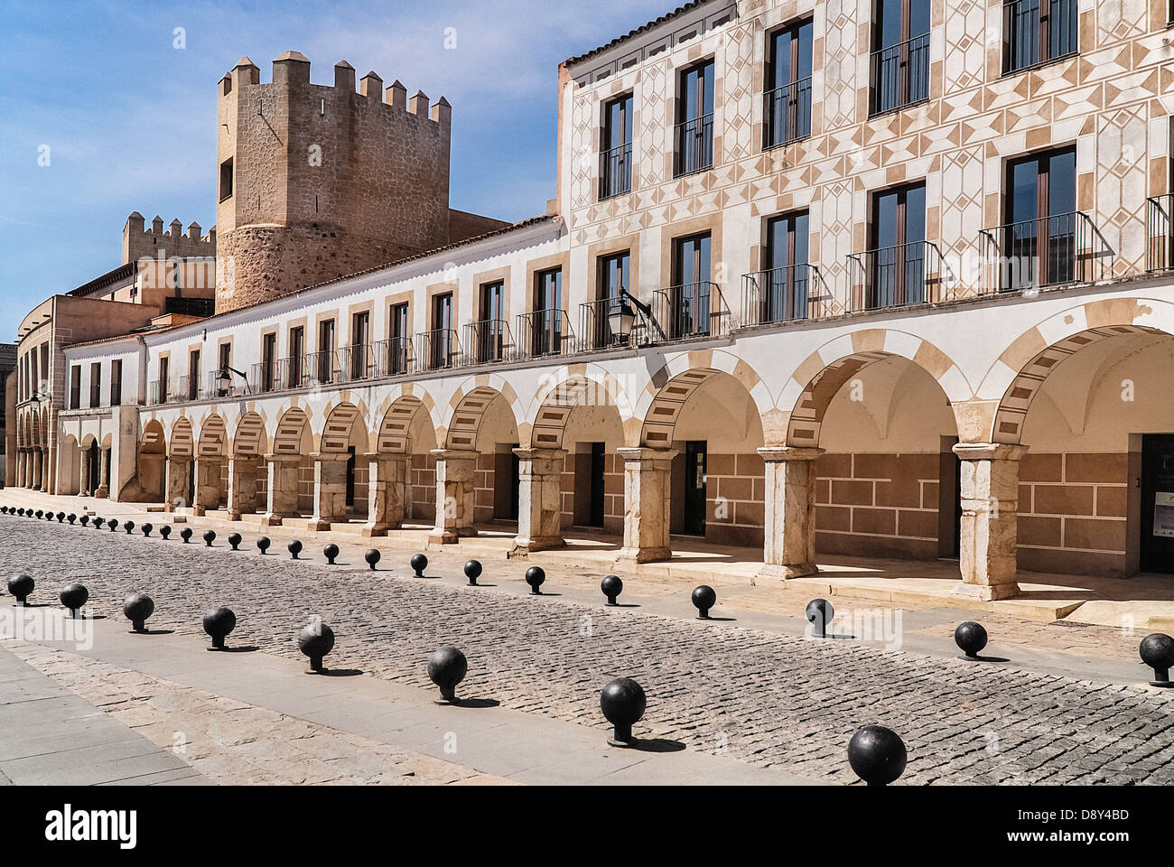 Spain, Extremadura, Badajoz, Plaza Alta and Alcazaba Walls Stock Photo ...