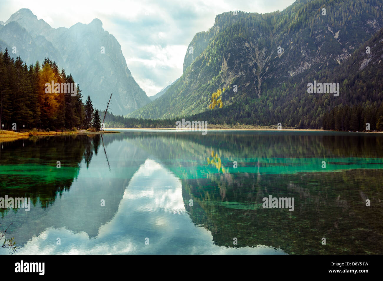 Lago di Dobiacco, Toblacher See inDolomite Alps, Italy, Europe Stock ...