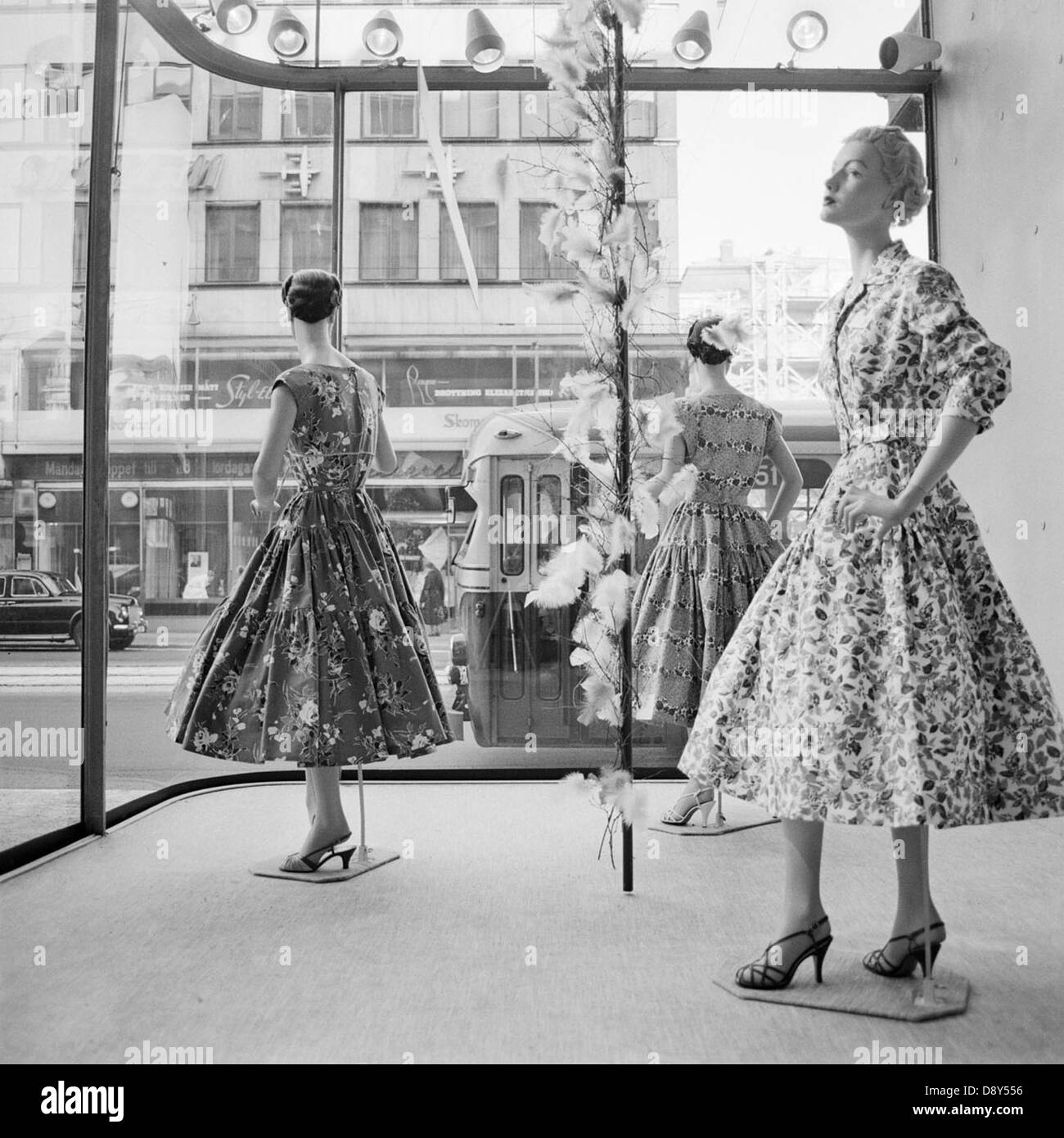 A photograph from 1957 showing a storefront at Norrmalmstorg in ...