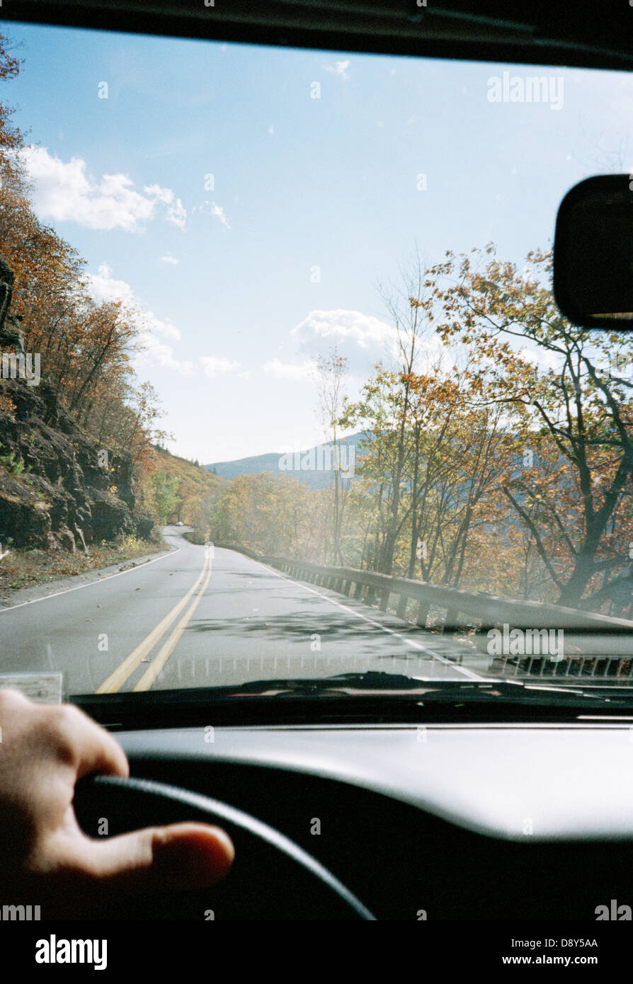 Landscapes and road seen through windscreen Stock Photo - Alamy