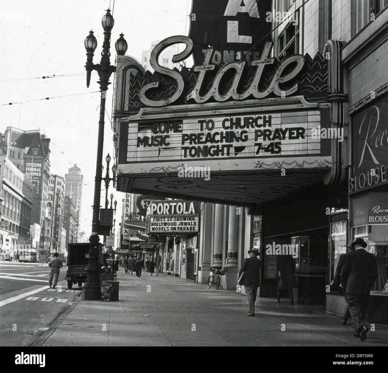 This image depicts the theater and cinema culture on Market Street in ...
