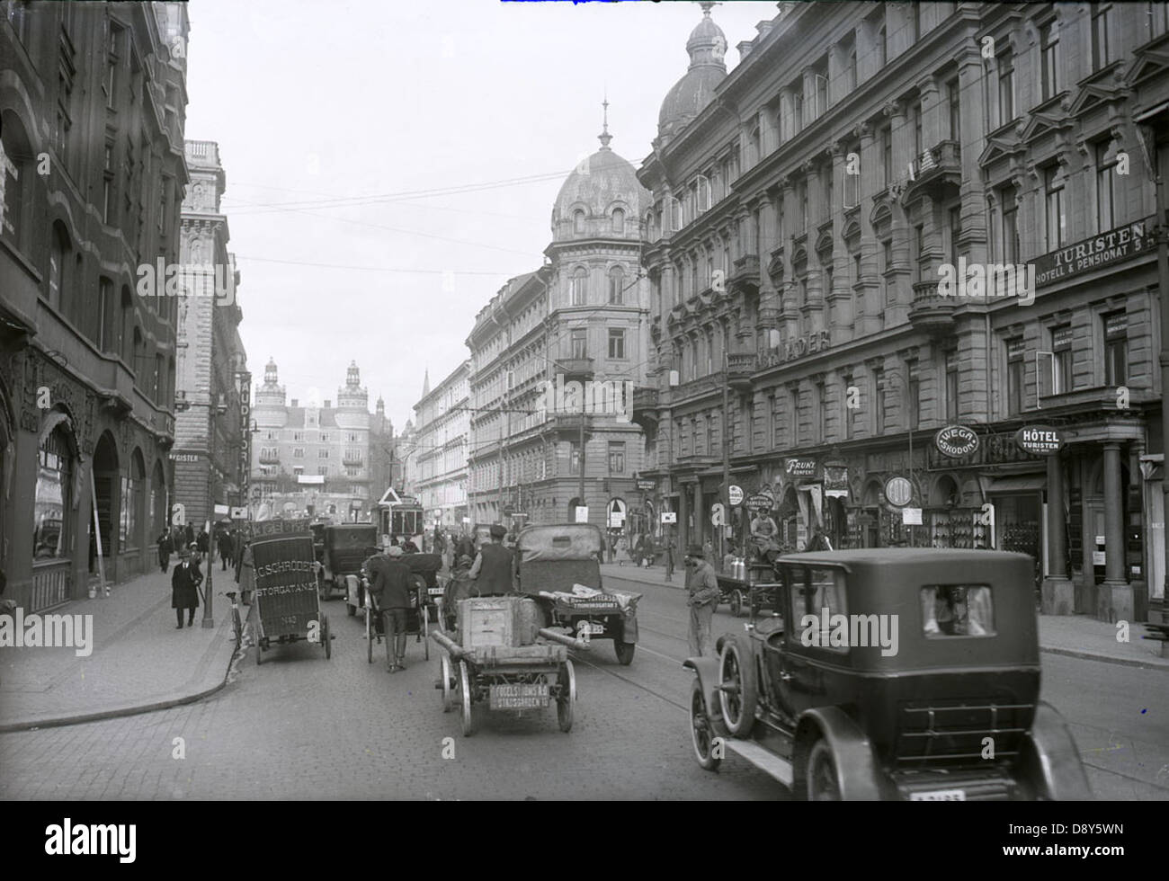 A photograph of Vasagatan in Stockholm in 1925, showcasing the ...