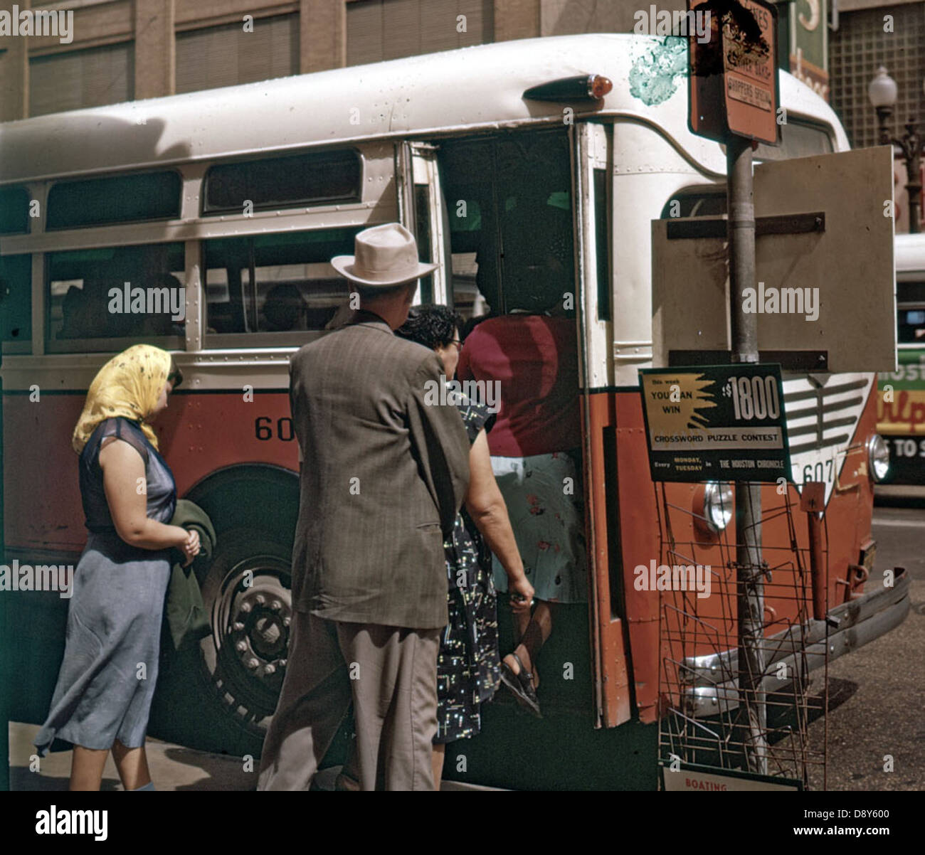 Bus stop in Houston 1956 Stock Photo - Alamy