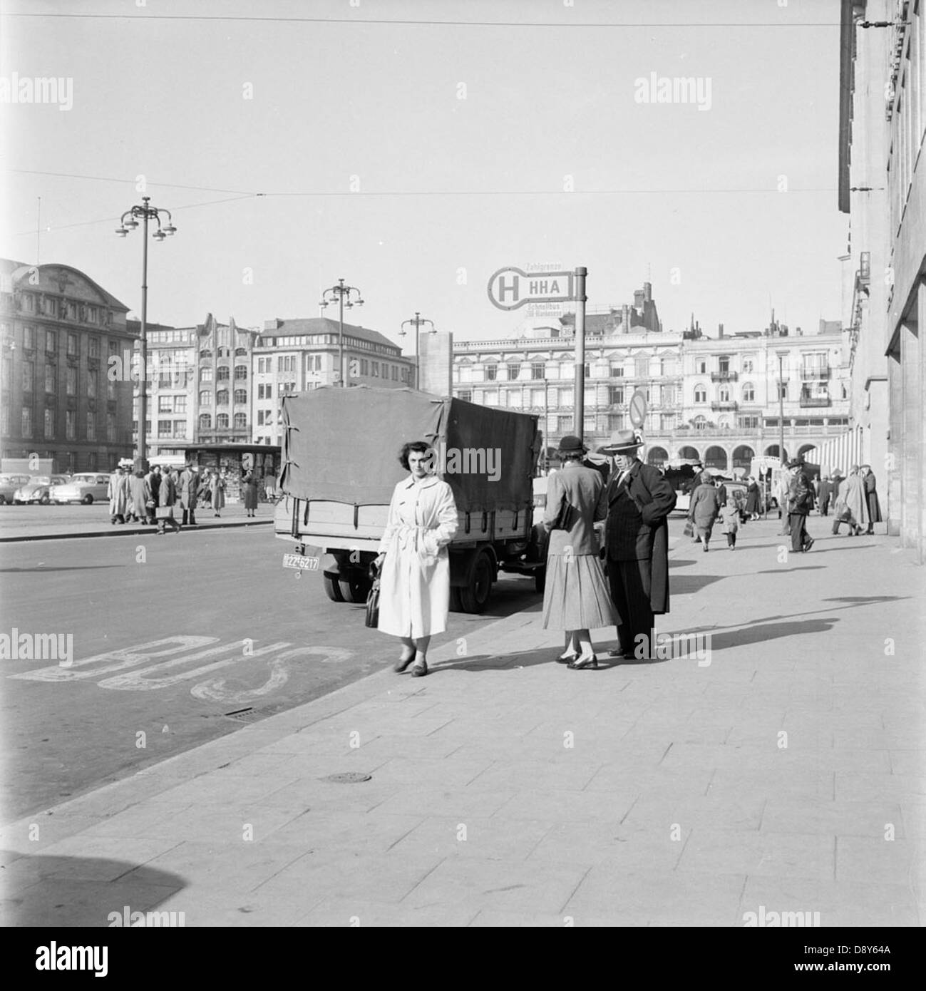 A photograph of Hamburg, Germany, in 1956, showcasing the city’s post ...