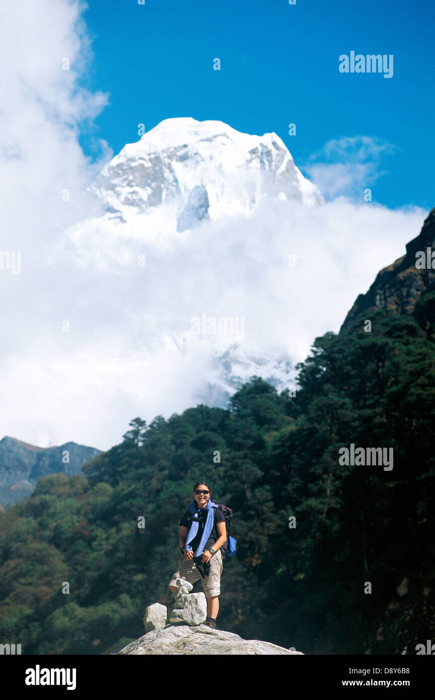 A woman climbing in Himalaya Stock Photo - Alamy