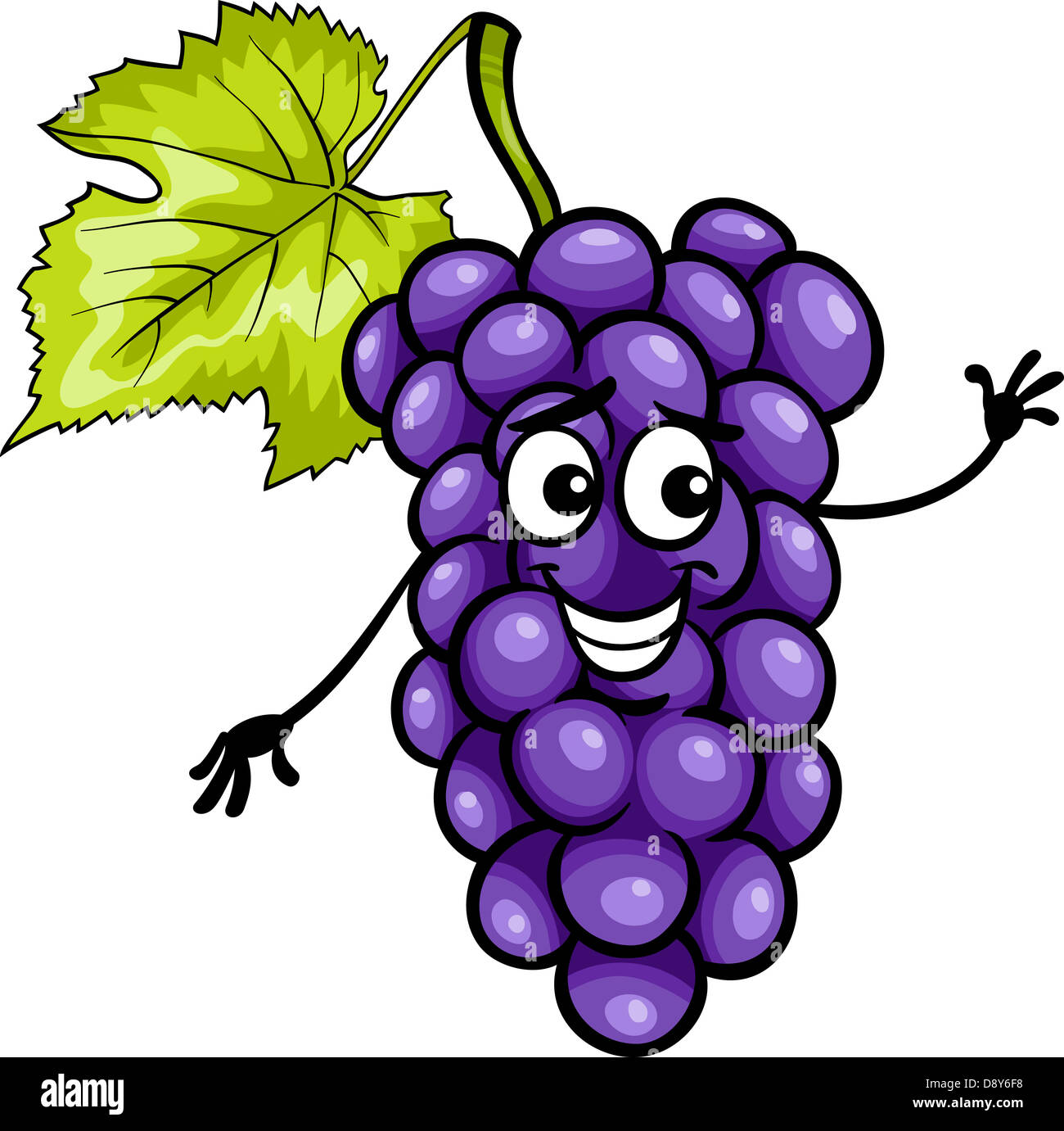 Cartoon Illustration of Funny Blue or Black Grapes Fruit Food Comic ...