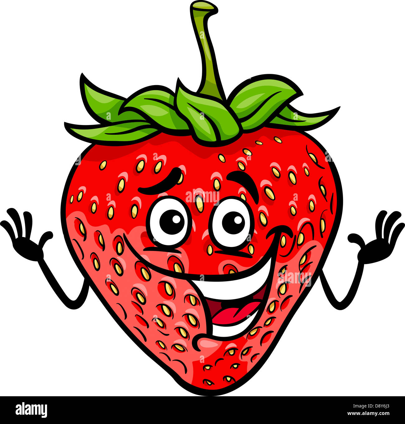 Cartoon Illustration of Funny Strawberry Fruit Food Comic Character ...