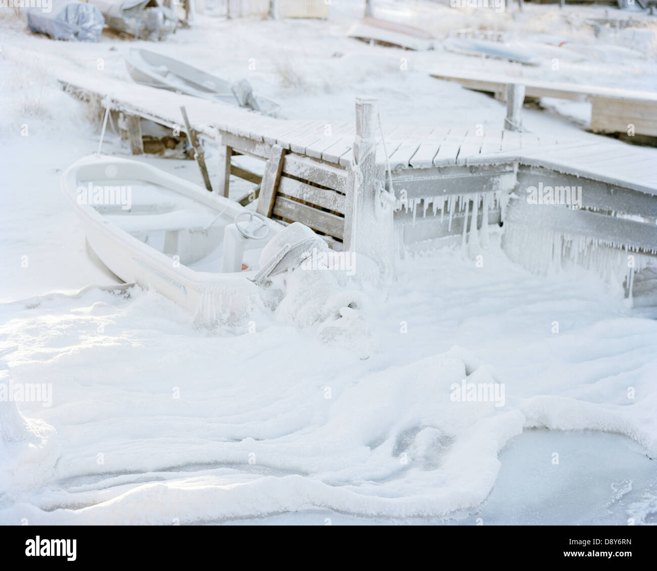 A frozen motorboat Stock Photo - Alamy