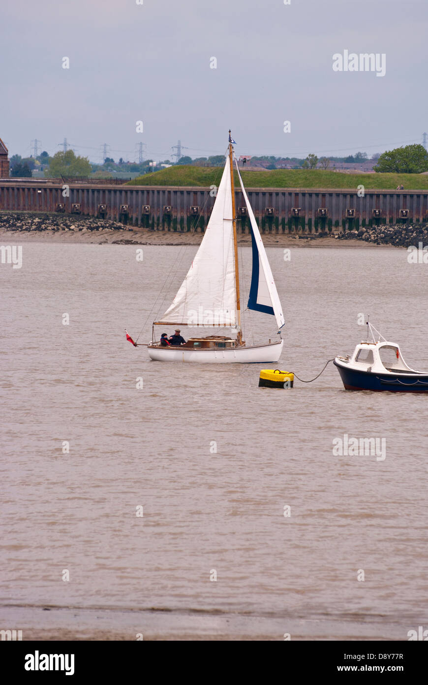 Sailing Yacht On The River Thames off Gravesend Kent UK Stock Photo - Alamy