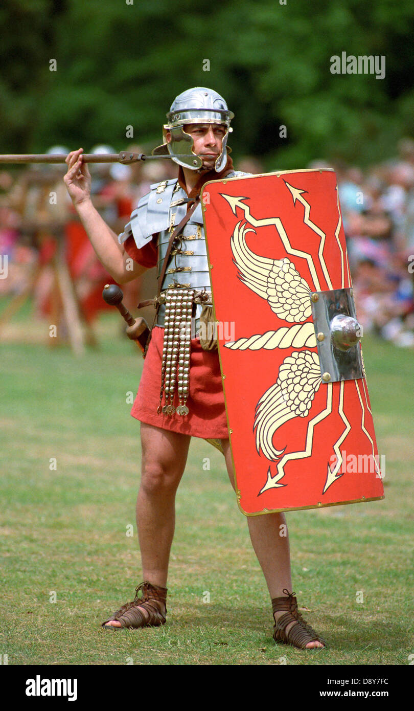 Man dressed as a Roman legionaire at a re-enactment Stock Photo - Alamy