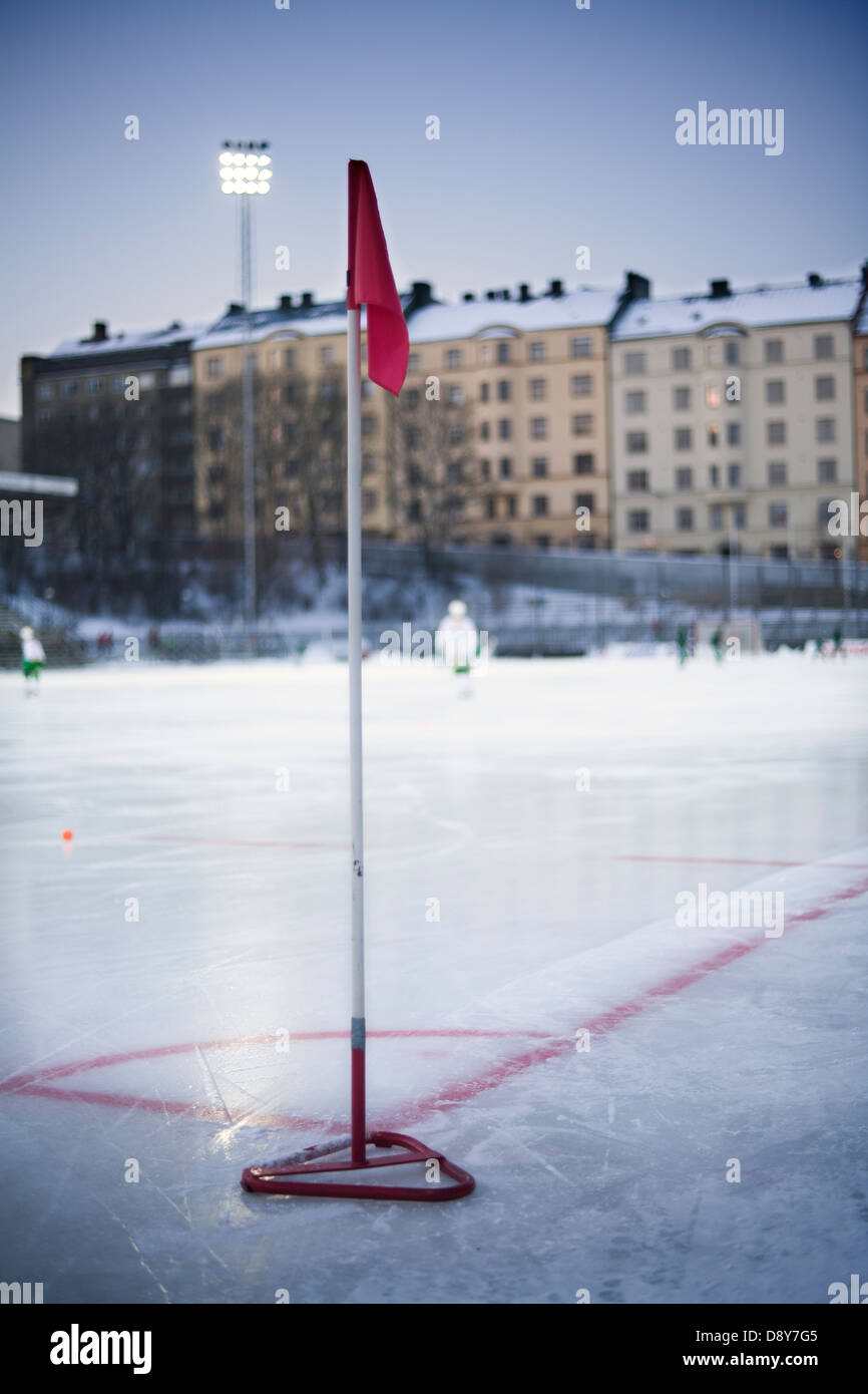 Corner flag at ice rink Stock Photo - Alamy