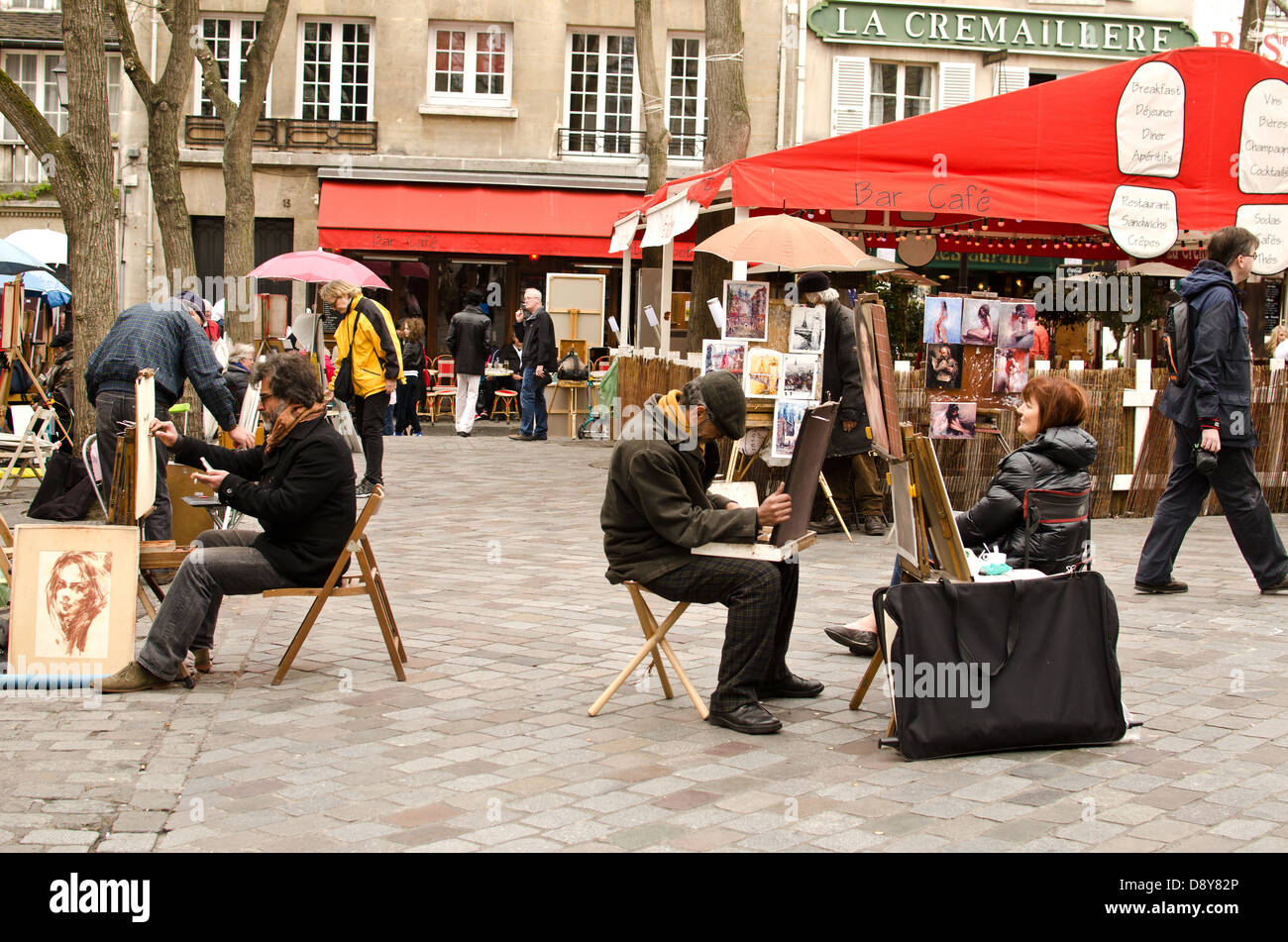 artists in Montmartre, Paris Stock Photo - Alamy