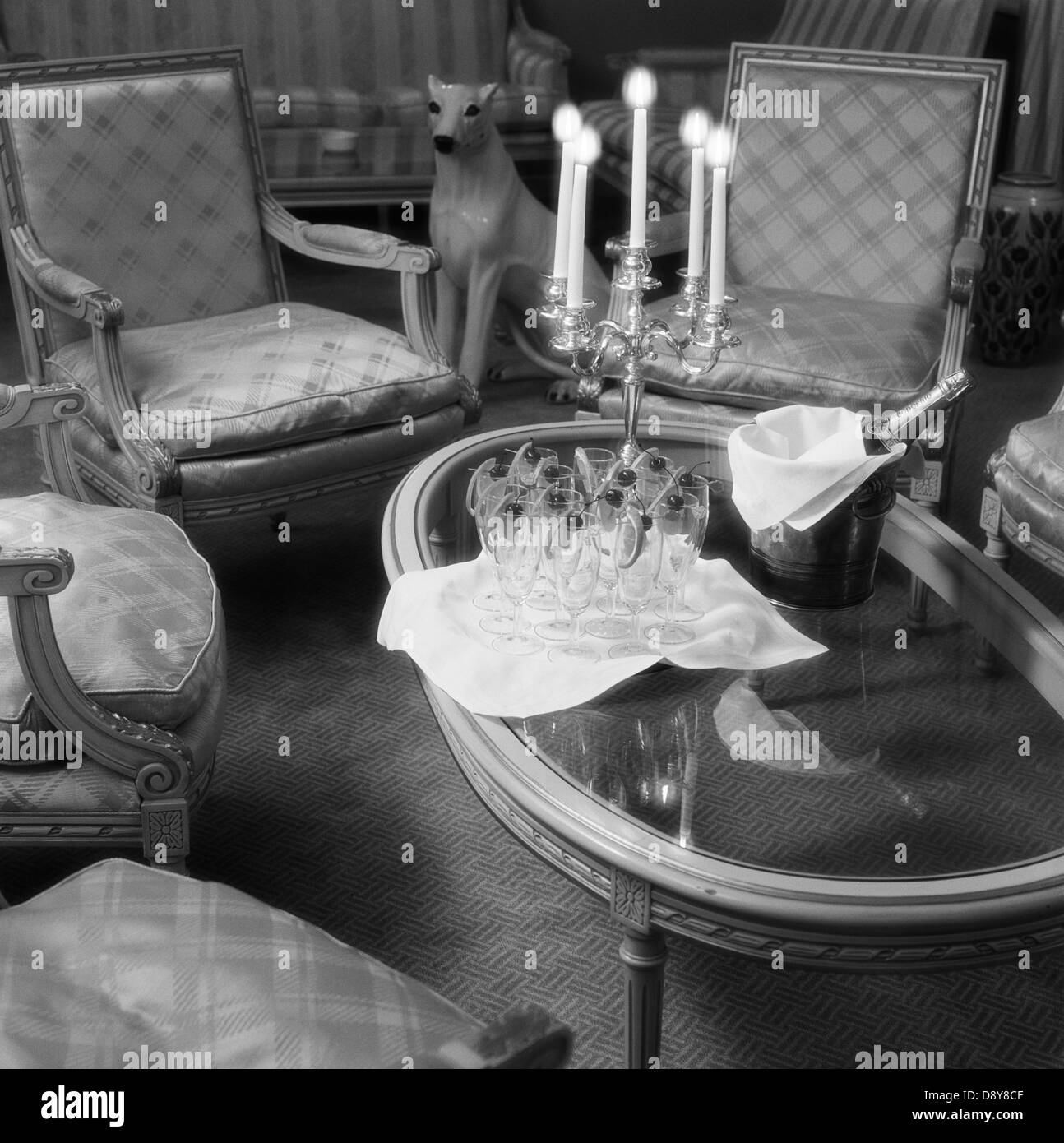 Drinking glass on table Black and White Stock Photos & Images - Alamy