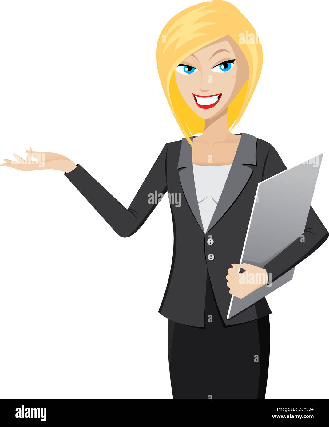 Illustration of Presentation girl with clipboard Stock Photo - Alamy