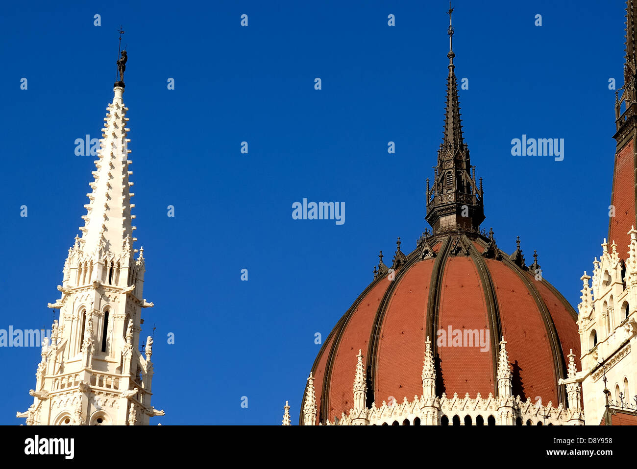 Budapest, Hungary. The Hungarian Parliament. Dome and spire Stock Photo ...