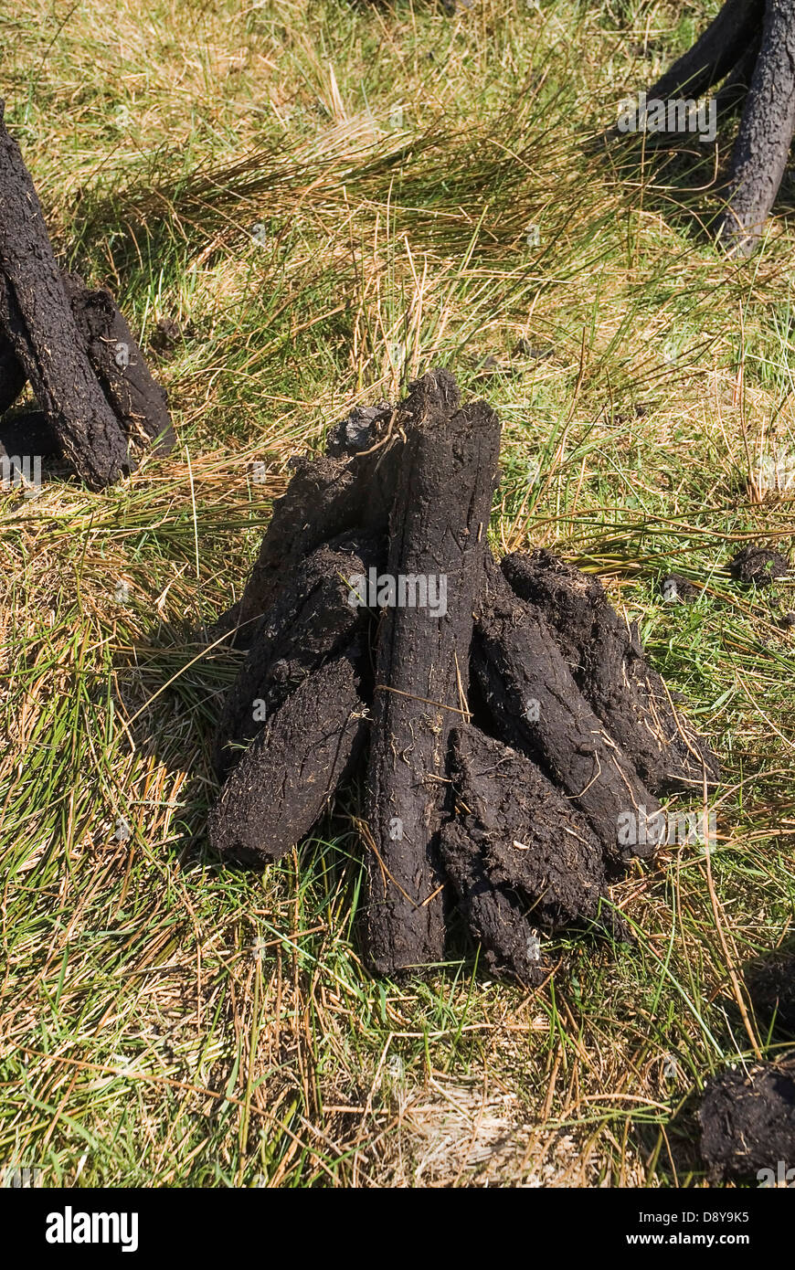Peat stacks below Ben Wisken Mountain. Eire European Ireland Irish ...