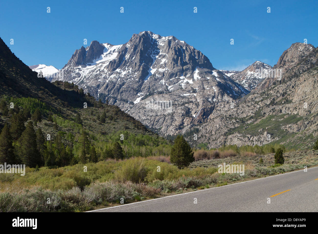 Carson Peak in the Sierra Nevada mountains viewed from hwy 158 (the ...