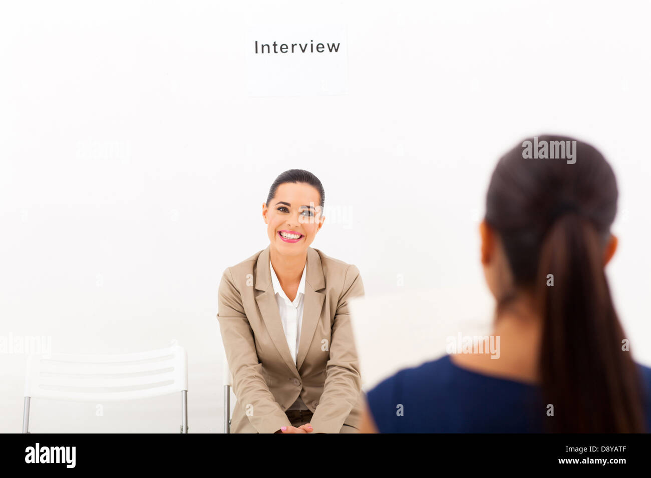 gorgeous young woman during job interview session Stock Photo - Alamy