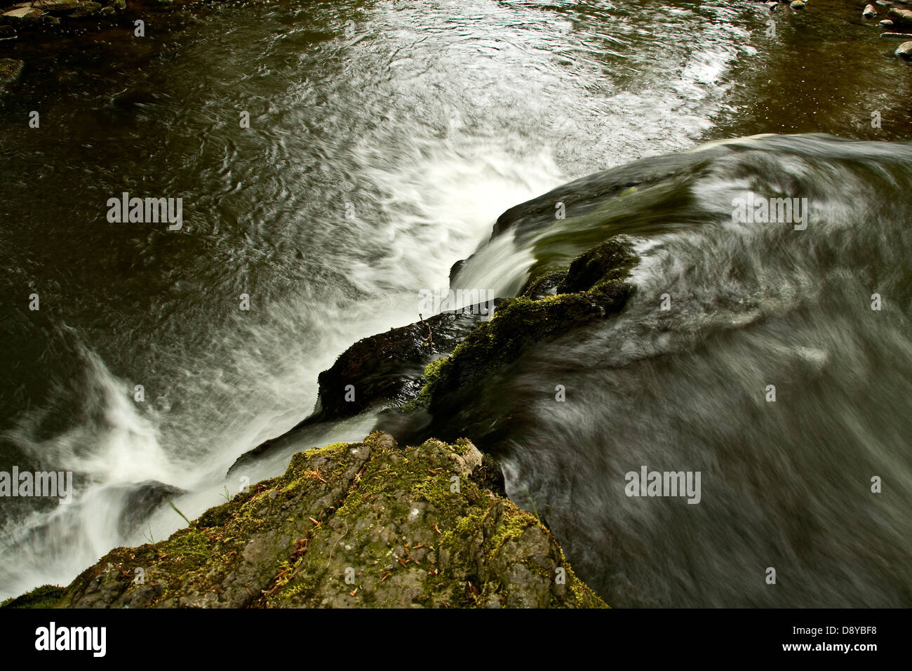 Fast flowing Elliot Water Arbirlot waterfall in the Scottish Summer ...
