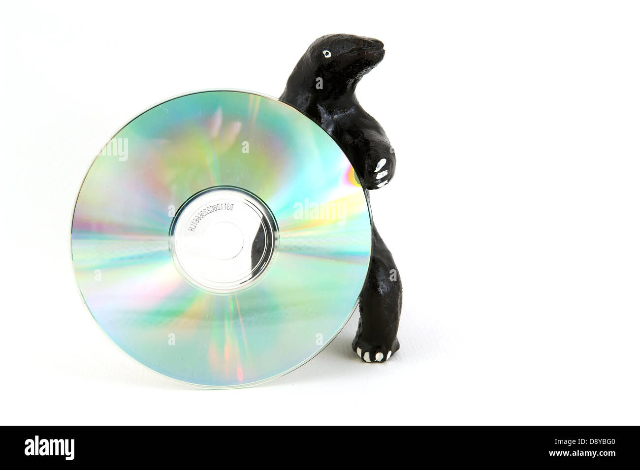 Data monster attacking optical media isolated on a white background ...