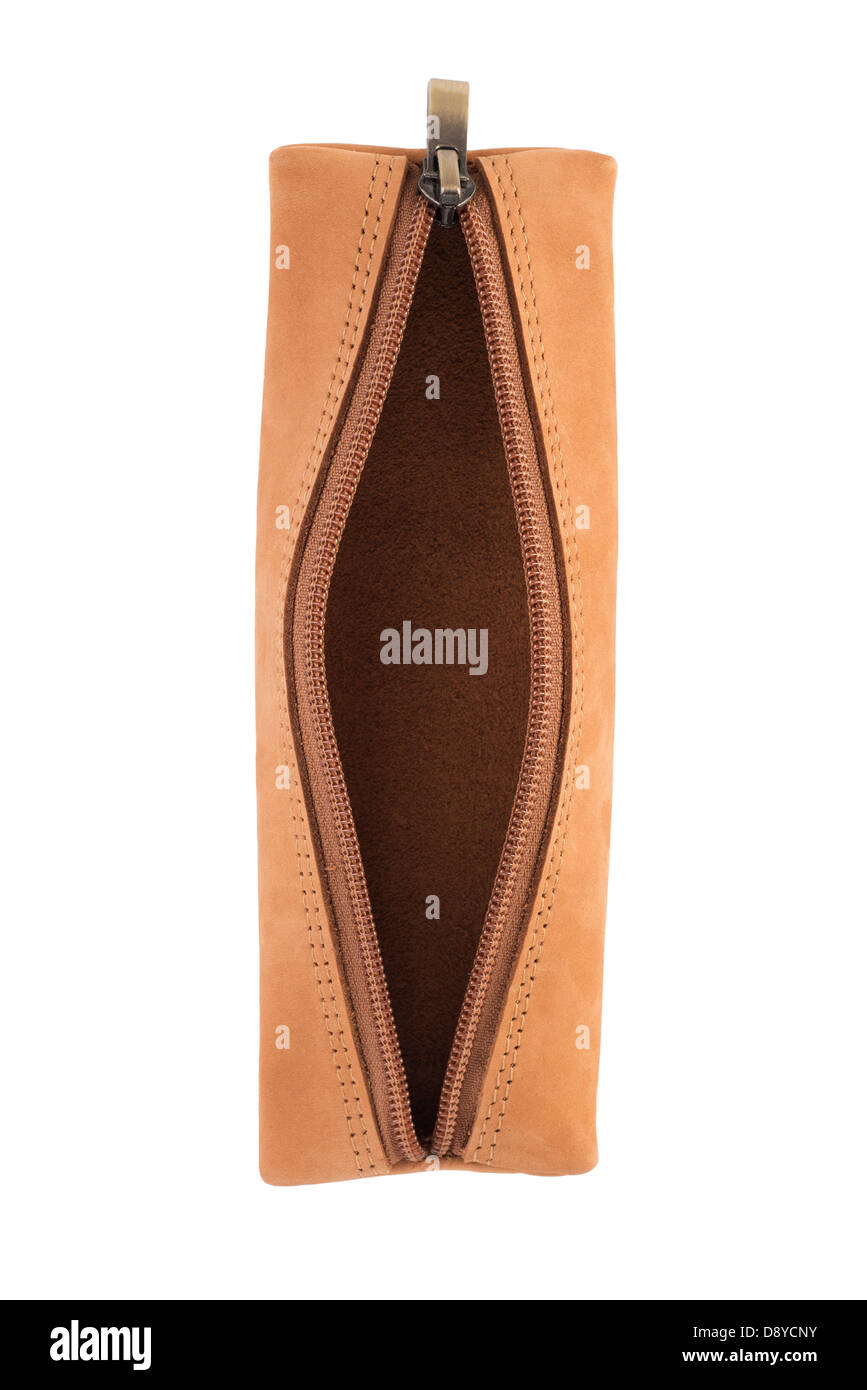 Open Leather wallet on white background Stock Photo - Alamy