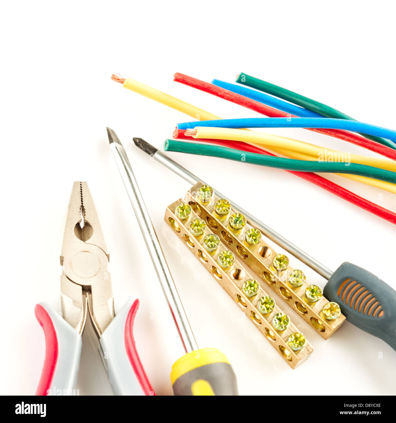 electric tools on a white background Stock Photo - Alamy
